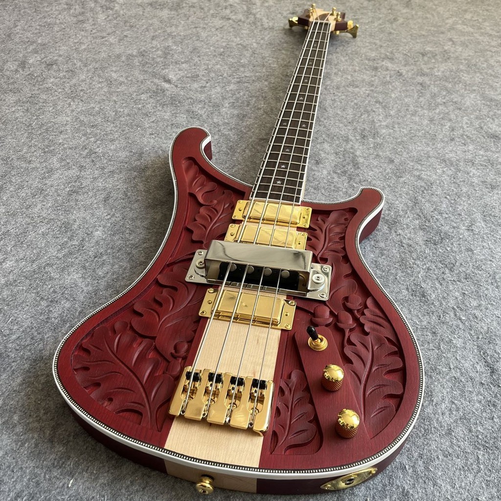 4 Strings 4003 Rick Electric Bass Guitar Solid Rosewood Carving Inlay ...