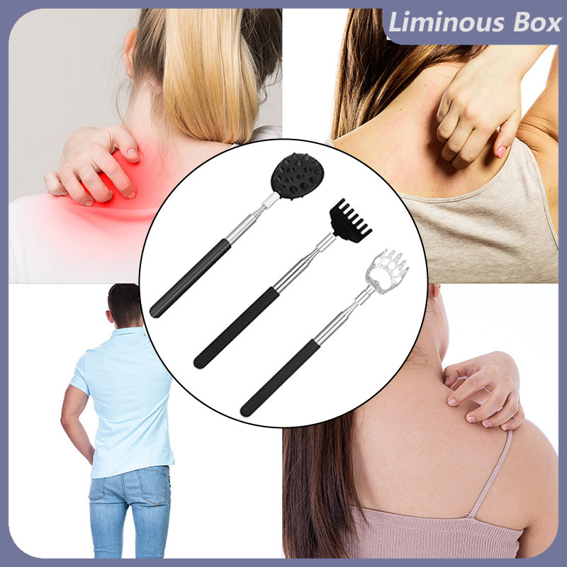 3in1 Telescopic Back Scratcher Expandable Back Scraper Massager with 3 ...