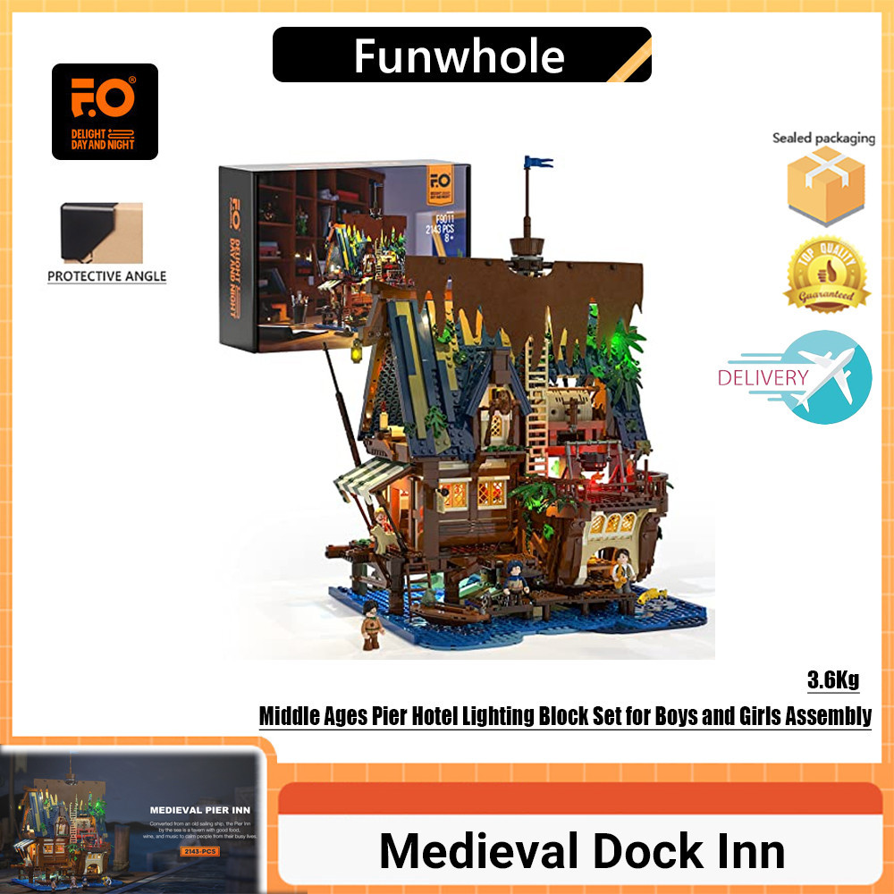 Funwhole Medieval Dock Inn Lighting Building Block Set-Retro Pirate ...