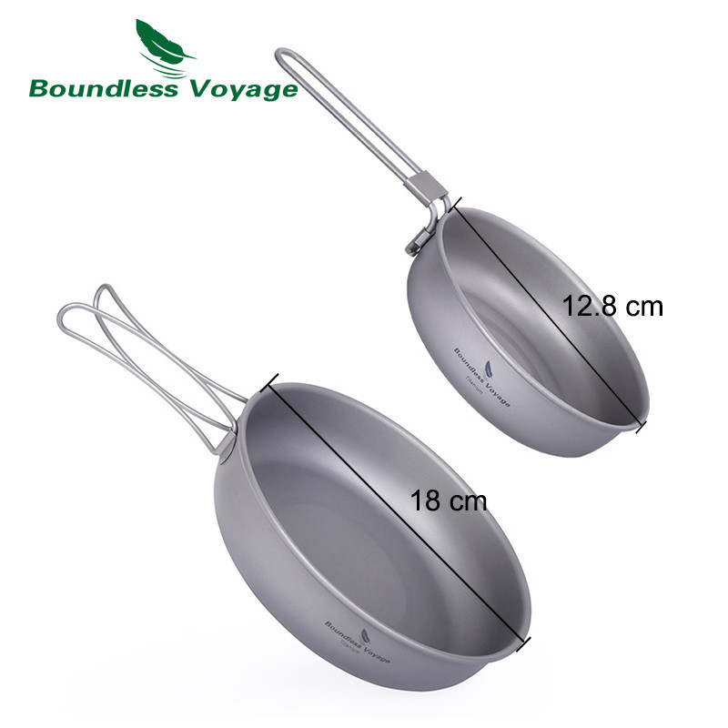 Boundless Voyage Titanium Frying Pan Camping Dish with Folding Handle ...