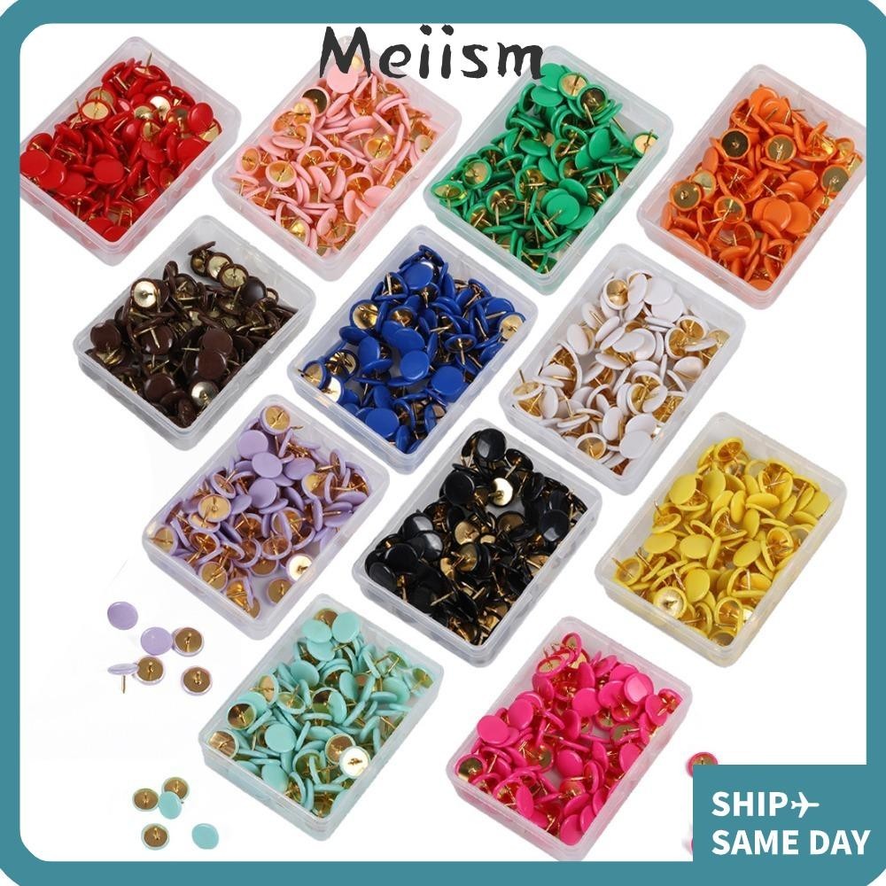 MEIISM 100Pcs Round Push Pins, Thumb Tacks Point Tacks, Metallic Color ...