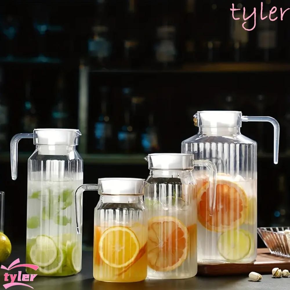 TYLER1 Stripe Pitcher, Transparent with Lid Water Jug, Ice Tea Pot 600 ...