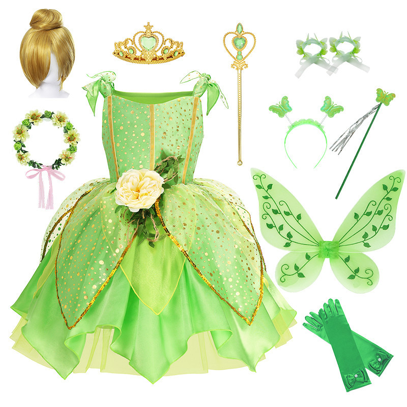 Disney Tinker Bell Princess Dress Cosplay Costume Kids Girl Dresses ...