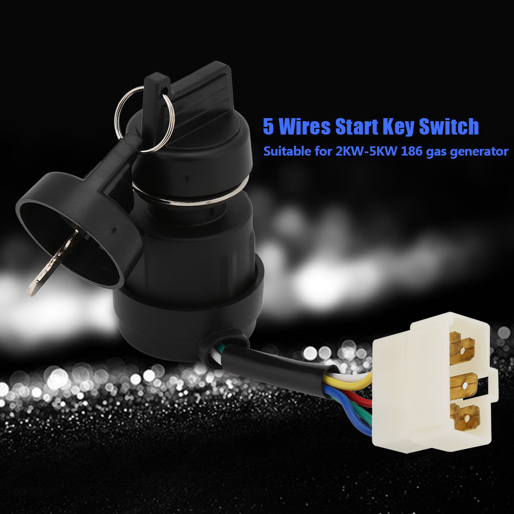 Ujewndju 5Wires Ignition Start Key Switch For 2KW- 5KW 186 Gasoline ...
