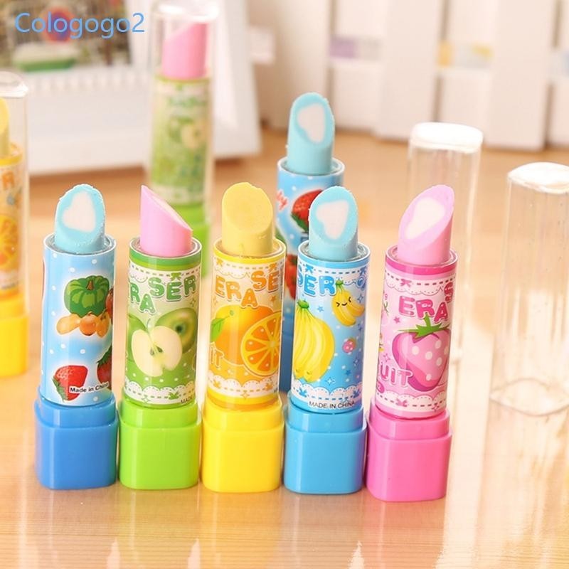 COLO Fruit Pencil Erasers Lipstick Shaped Cute Rubber Erasers Easy to ...