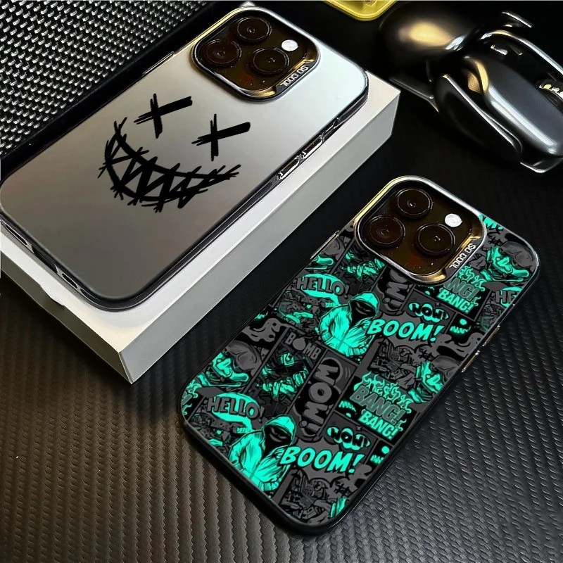 Black Comic Style Casing For iPhone 16e 16 15 Pro Max iPhone XR X XS ...