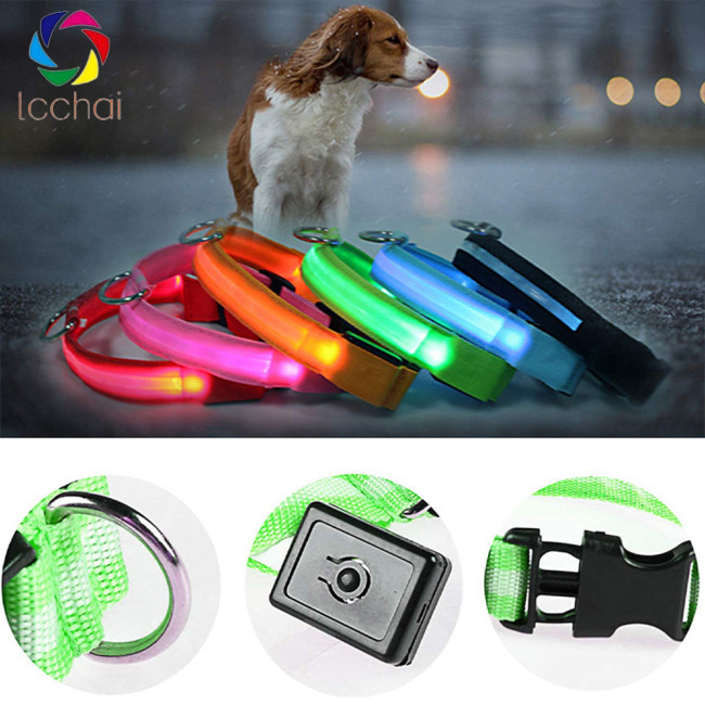 Colorful Pets Lighting Collar Rechargeable Led Luminous Size Adjustable ...