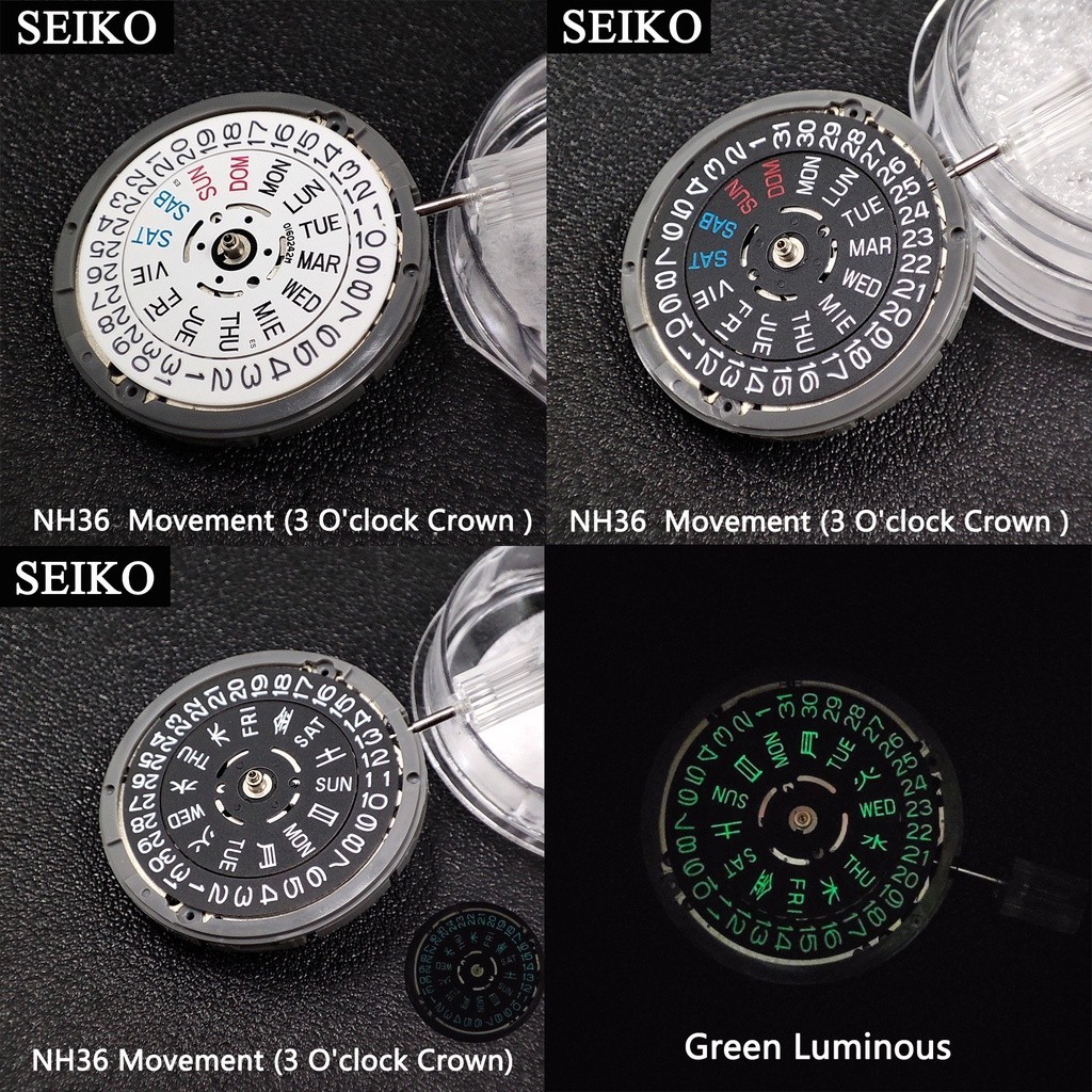 RS+&JAPAN Original NH36/NH36A Automatic Movement Seiko Date Week Band ...