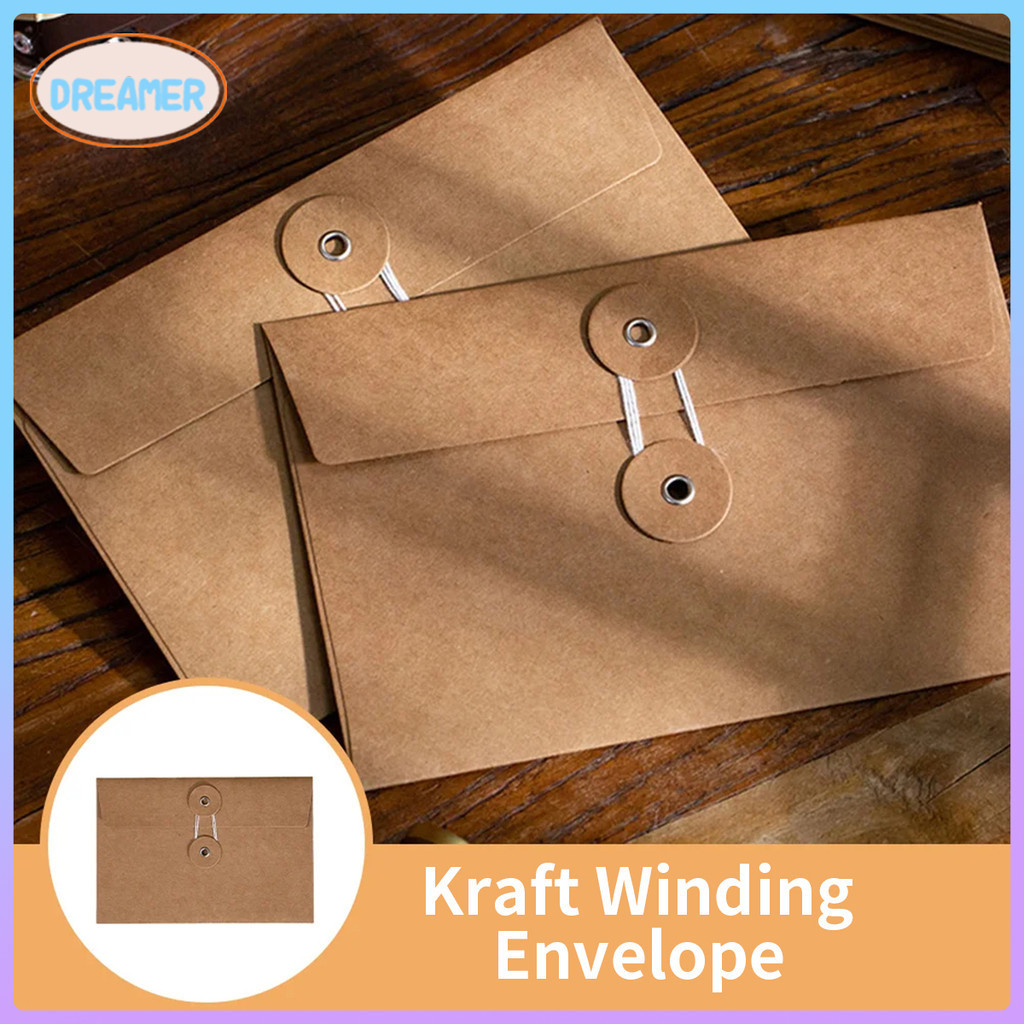 Brown Envelope With Button String Tie Closure Clasp Kraft Paper ...