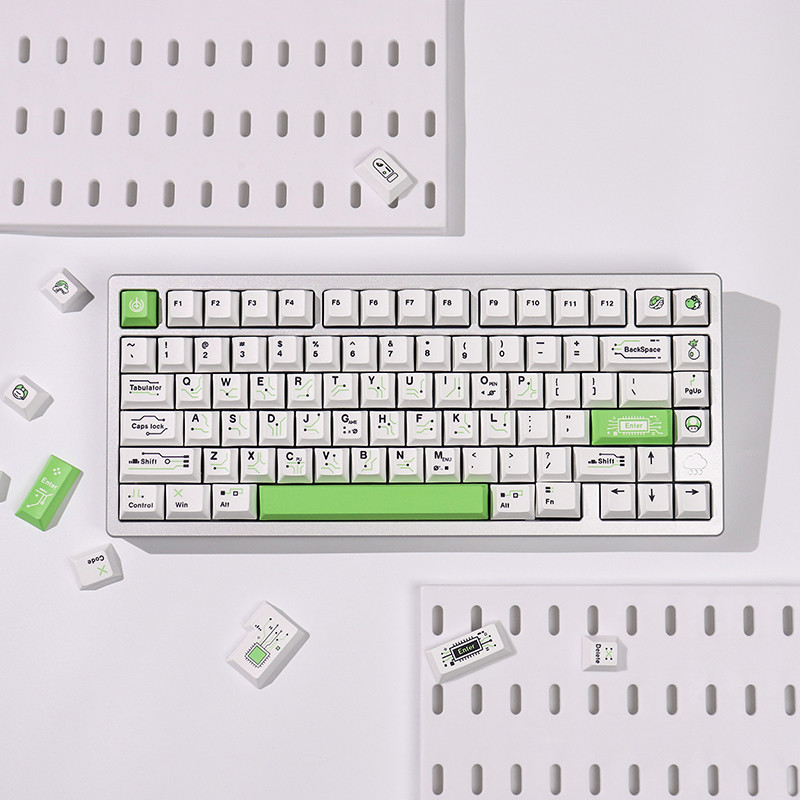 NPCX Circuit White Green Keycaps 148 Keys 1.7mm Thickness PBT cherry ...