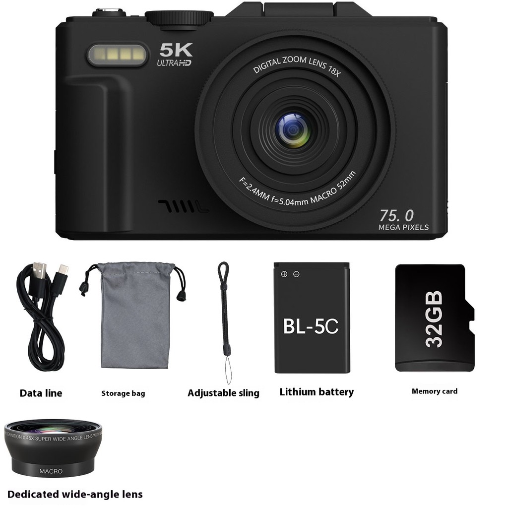 HJX WD08 Digital Camera for Photography, 5K Vlog Camera 3 Inch 180 ...