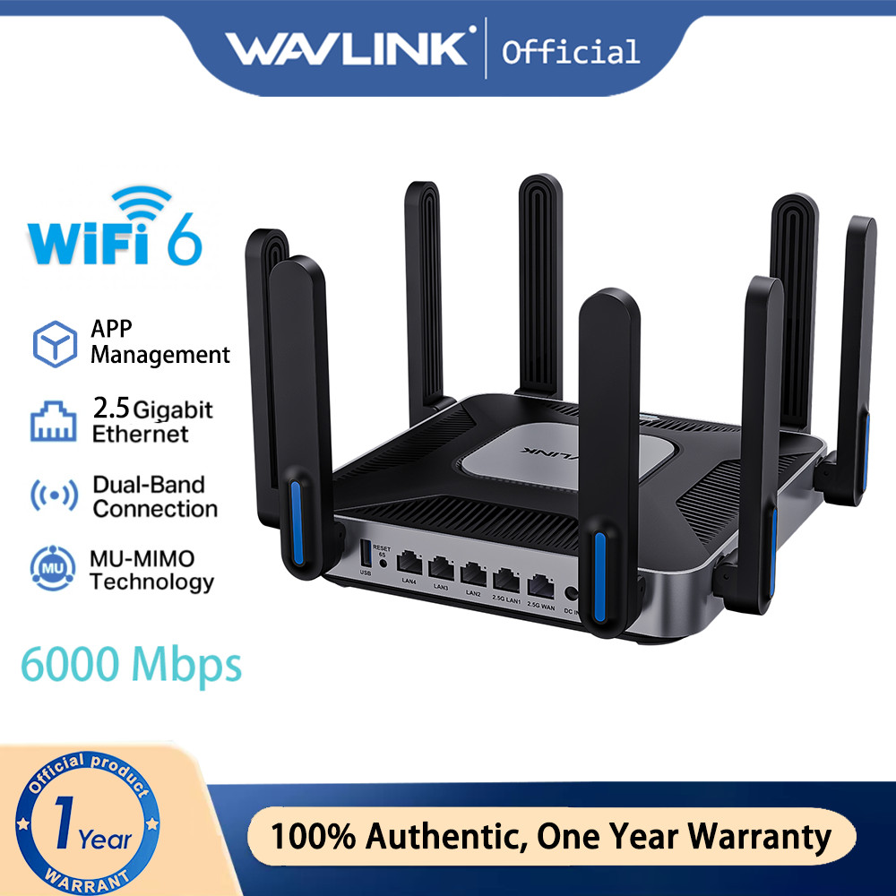 WAVLINK Dual-Band Wireless Router 6000Mbps, 5GHz 2.4GHz WiFi 6 Gigabit ...