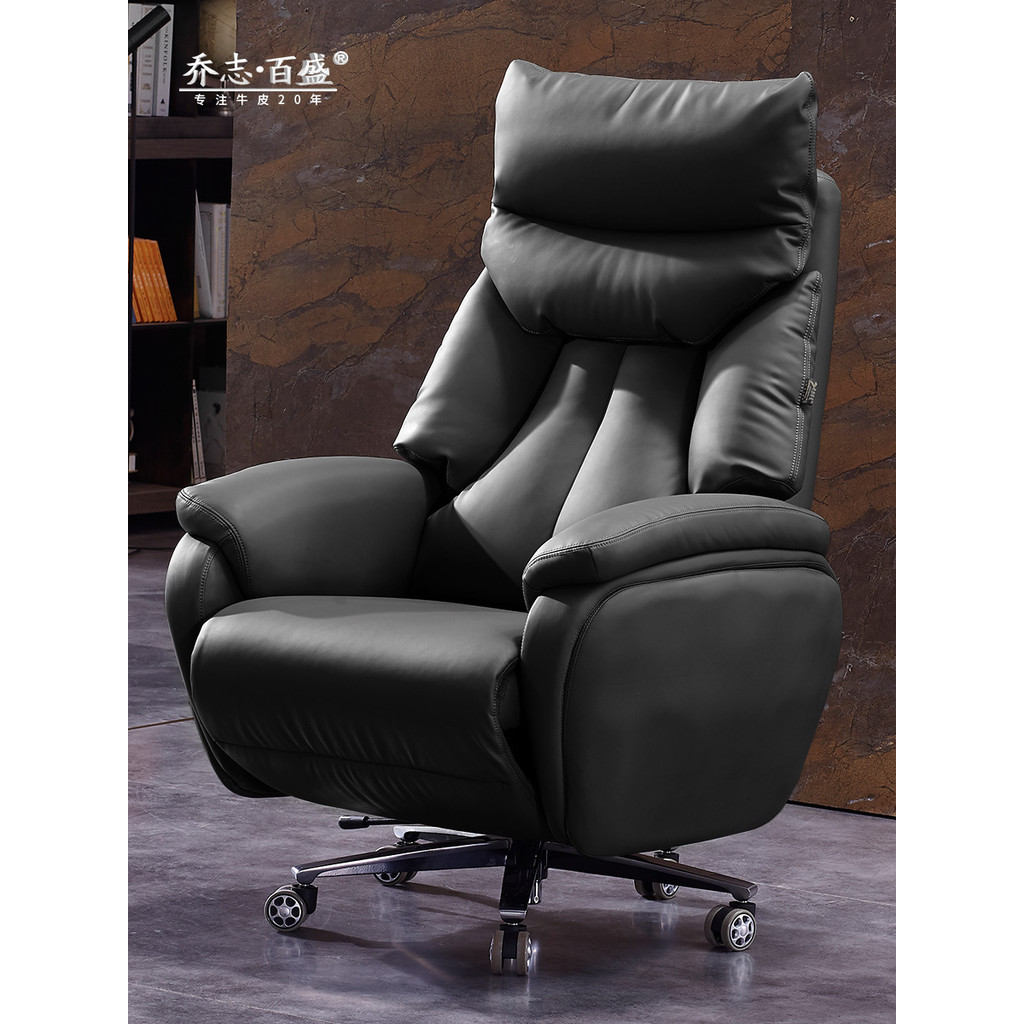 Electric Executive Chair Reclining Genuine Leather Large Desk Chair ...