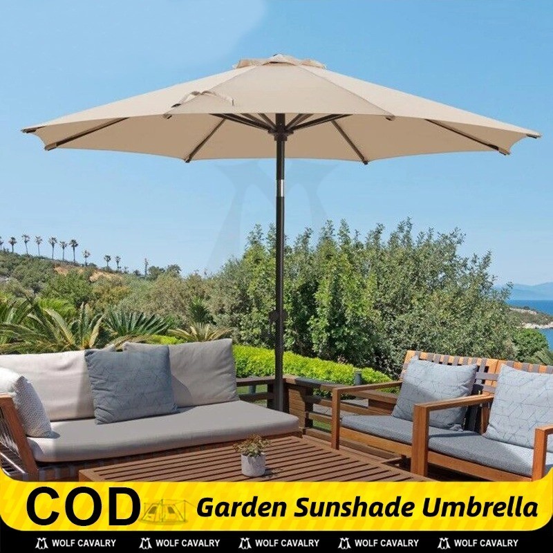 2.7M Parasol Garden with Stand Patio Umbrella Heavy Duty UV-Proof ...