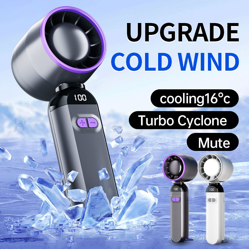 Mini Portable Turbo Fan 100 Gear Speed Turbol Fan USB Rechargeable LED ...