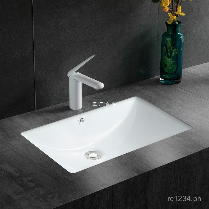 Single Basin Bathroom Ceramic Embedded Undercounter Basin Oval Square ...