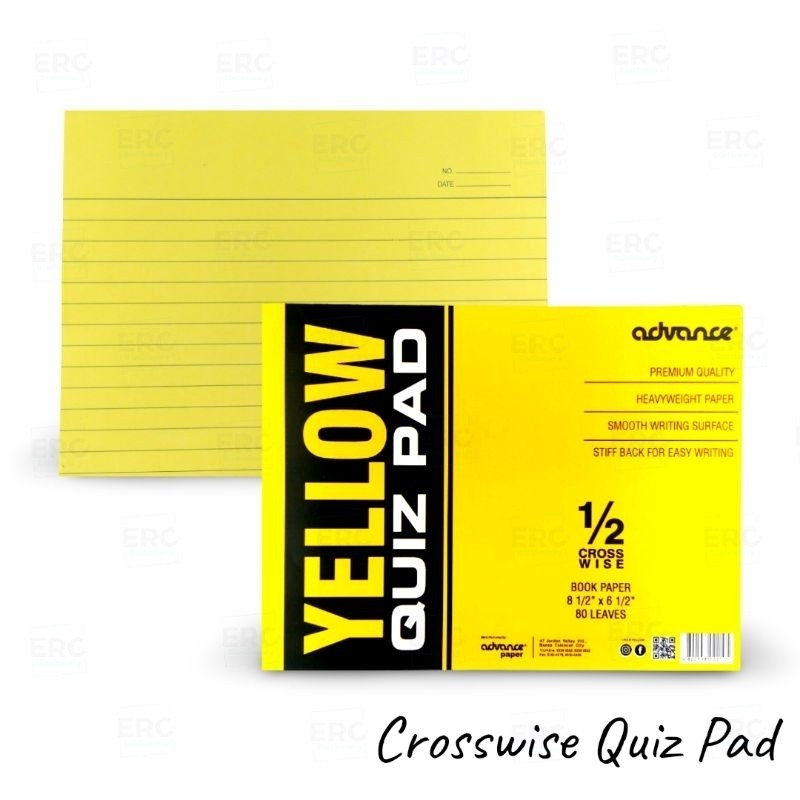 1/2 Crosswise – Advance Yellow Pad 80 Leaves Smooth Writing Surface ...