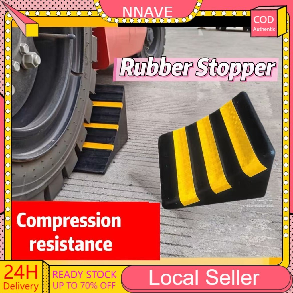 Rubber Stopper Wheel Chock Truck Tyre Stopper with handheld | Shopee ...