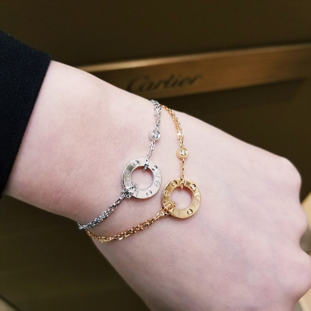 【pawnable】 Surrogate Shopping Cartier/Cartier Love Double Ring Bracelet 18K Rose Gold Diamond ...