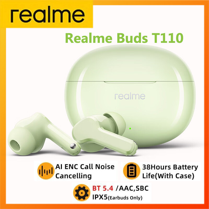 Realme Buds T110 Bluetooth 5.4 Earphone AI ENC Call Cancelling Wireless ...