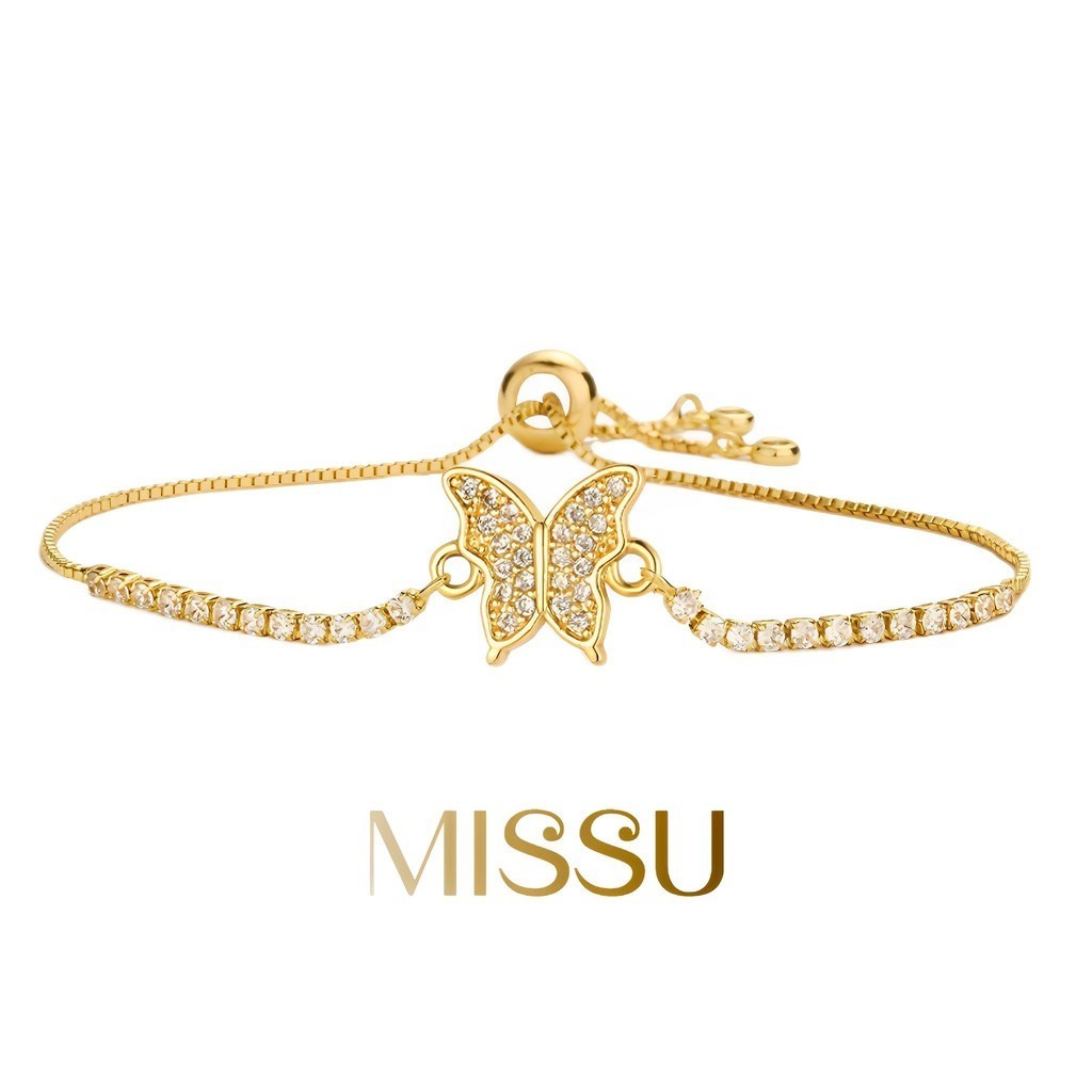 Missu Adjustable Butterfly Tennis Bracelet 18K Gold Cubic Zircon ...