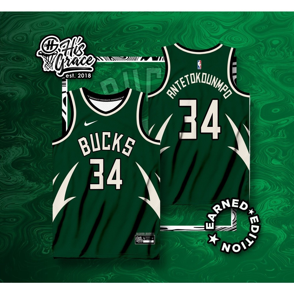 NBA EARNED EDITION BUCKS FULL SUBLIMATION BASKETBALL JERSEY | Shopee ...