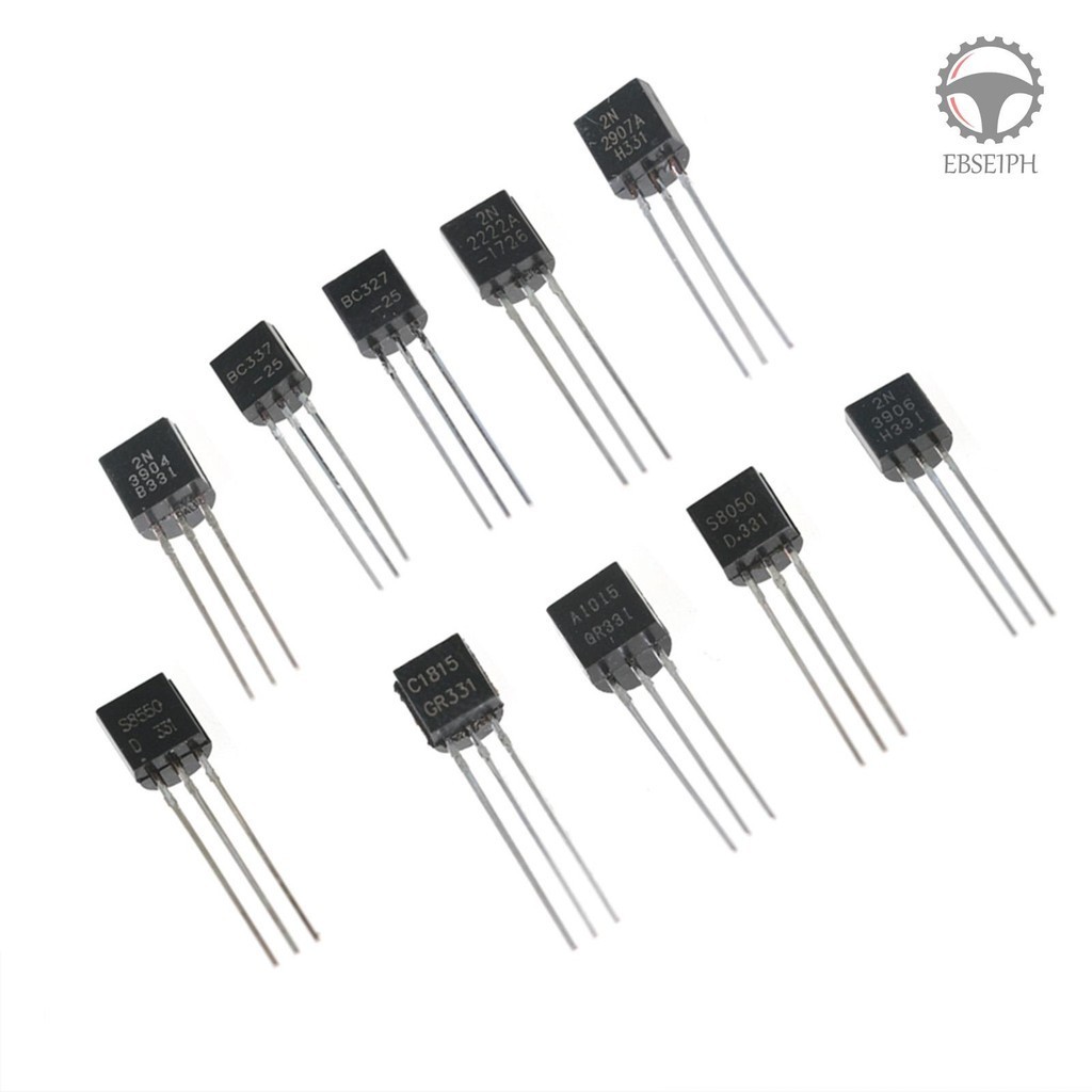 Ebsrph 200PCS TO-92 NPN P-NP P-ower Transistor 10 Types Values Kit Set BC337/ BC327/ 2N222 ...