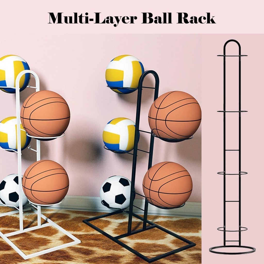 Multi-Layer Ball Rack Basketball Storage Ring Football Volleyball Rugby ...