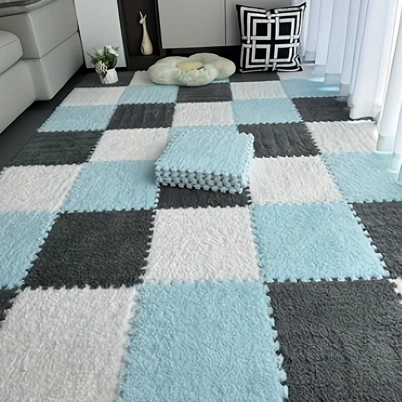 24pcs, Thickened Plush Patchwork Carpet, Bedroom Wardrobe Living Room ...