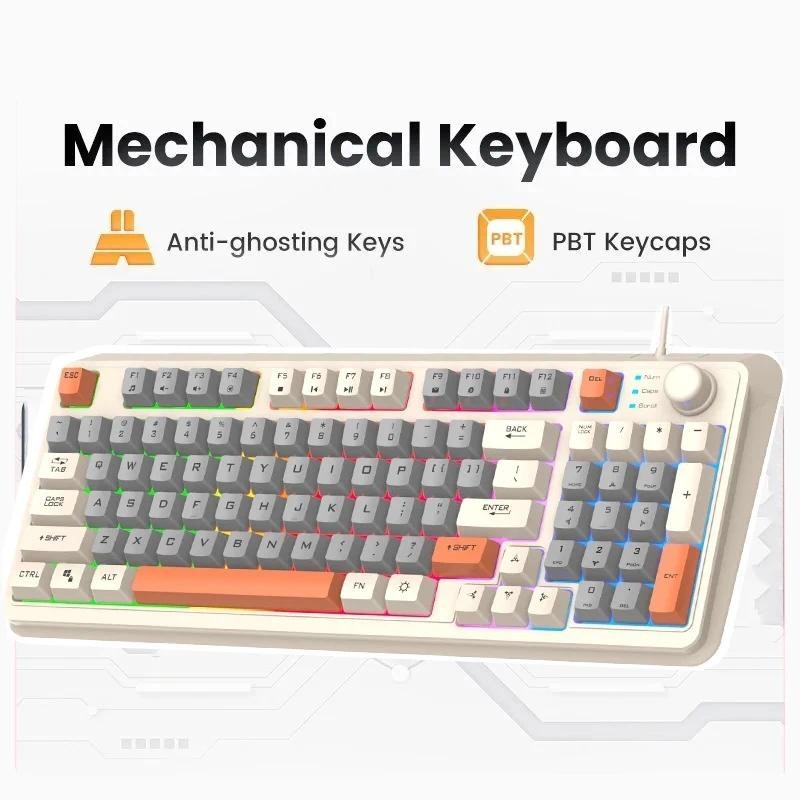 Mechanical Keyboard 94 PBT Keycaps Wired Keyboard USB Gaming Keyboard ...