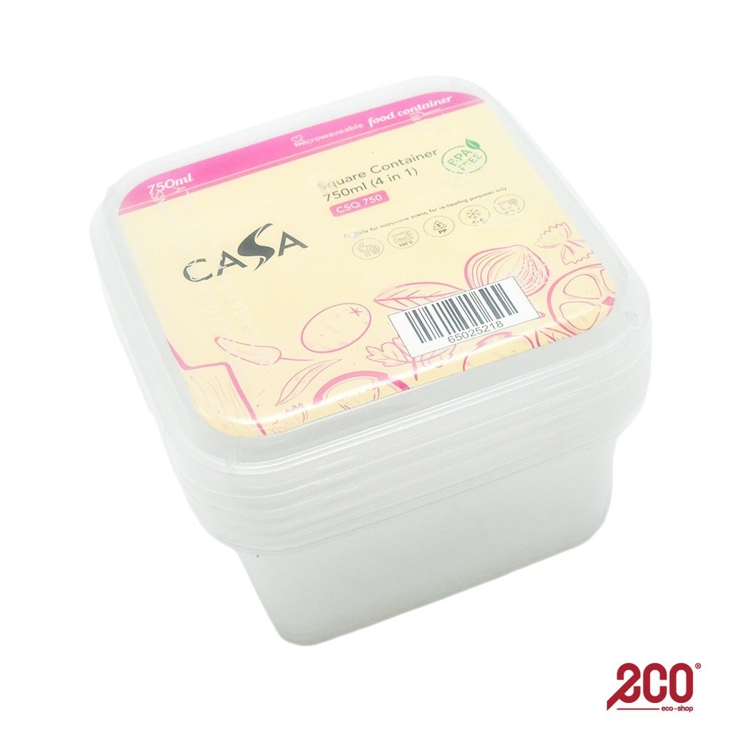 Casa Disposable Square Container 750ml (4pcs/pack) - AE-L012-T04-04 ...