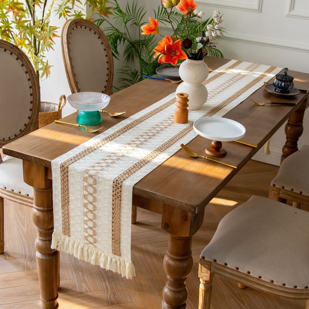 Nordic Center Table Runner High Quality Woven Cotton Burlap Table Cloth ...