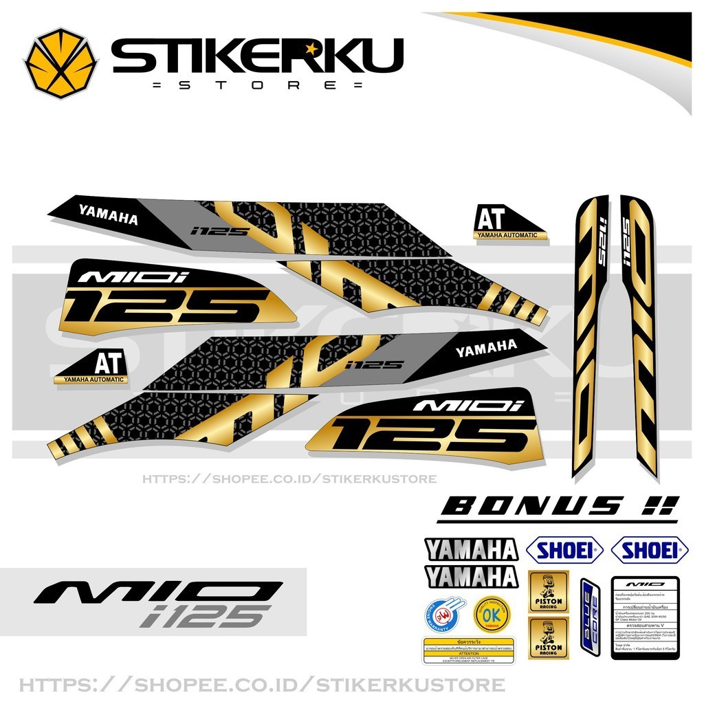 Mio i 125 STOCK DECALS / STRIPING MIO M3 /Z / 125/ STICKERS / STICKER ...
