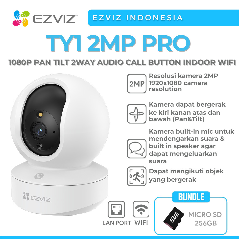 EZVIZ TY1 2MP PRO 1080P PAN TILT 2WAY AUDIO CALL BUTTON INDOOR WIFI ...
