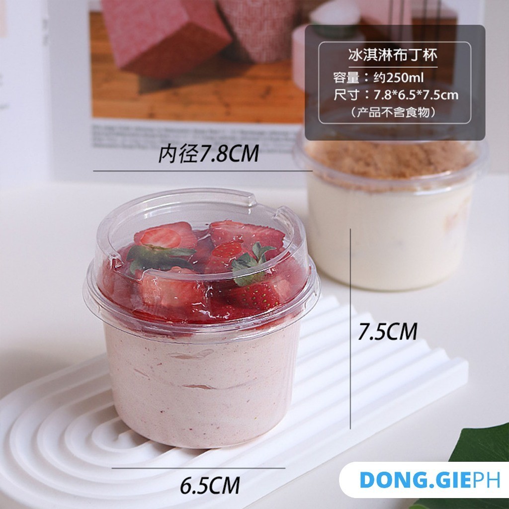 10pcs Round Clear Dessert Plastic Container With Lid Mousse Mini Cake ...