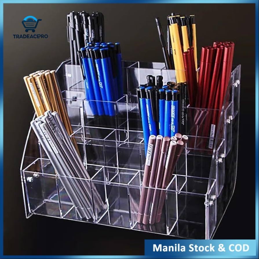 【COD】3 Layers/ 4 Layers Clear Acrylic Pen Organizer Office Home Desktop ...
