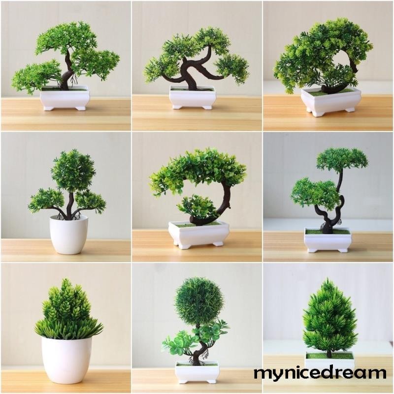Artificial Plastic Plants Bonsai Small Fake Tree Simulation Pot Home ...