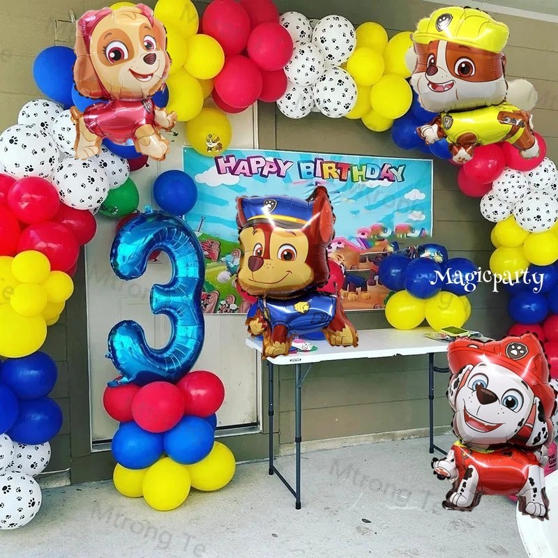 Paw Patrol Balloon Arch Garland Kit Blue Number Children's Birthday Party Decoration Baby Shower ...