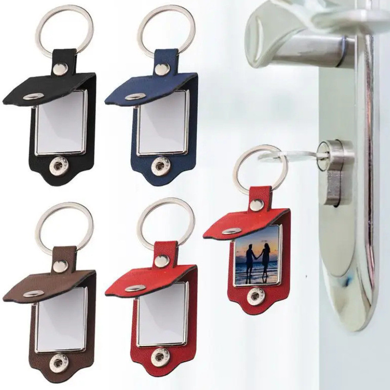 Retro PU Leather Picture Frame Keyrings Fashion Phote Album Keychains ...