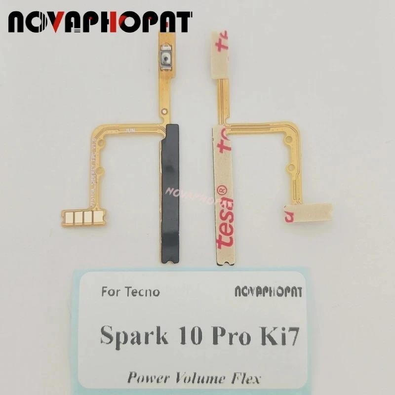 Novaphopat For Tecno Spark 10 Pro Ki7 Power On Off Volume Up Down Ribbon Power Button Flex Cable