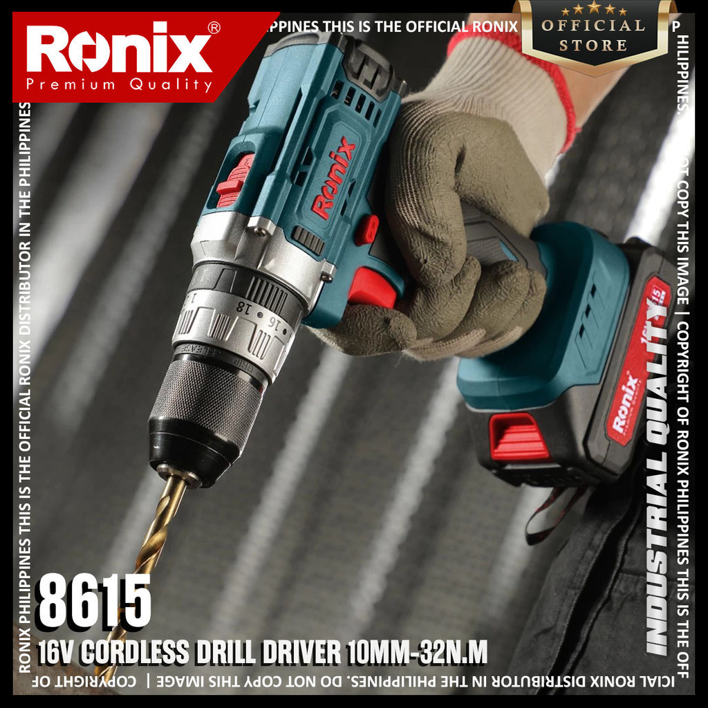 Ronix 8615 16V Cordless Drill Driver 10mm-32N.m | 3-in-1 Functionality ...