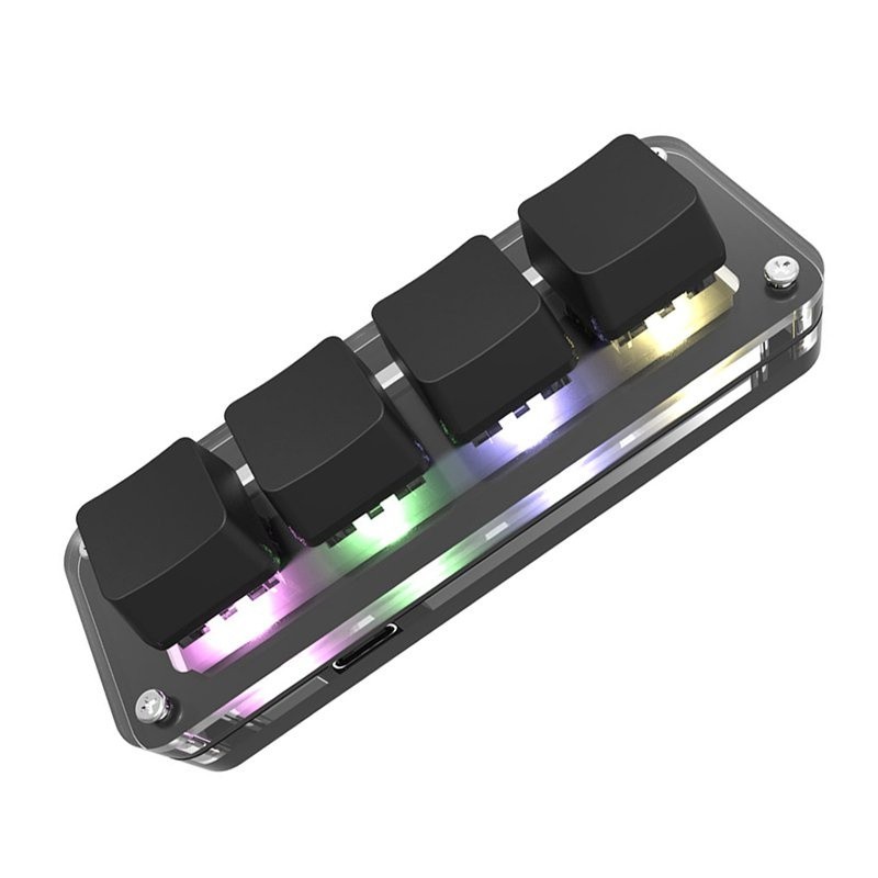 RQ+Programming Macro Custom Keyboard RGB 4 Key Wired Copy Paste Mini Button Gaming Keypad ...