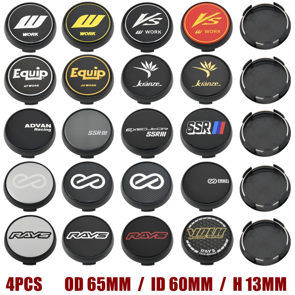 65mm RAYS Rim Center Caps ADVAN Emblem WORK EQUIP Wheel Cover Cap SSR ...