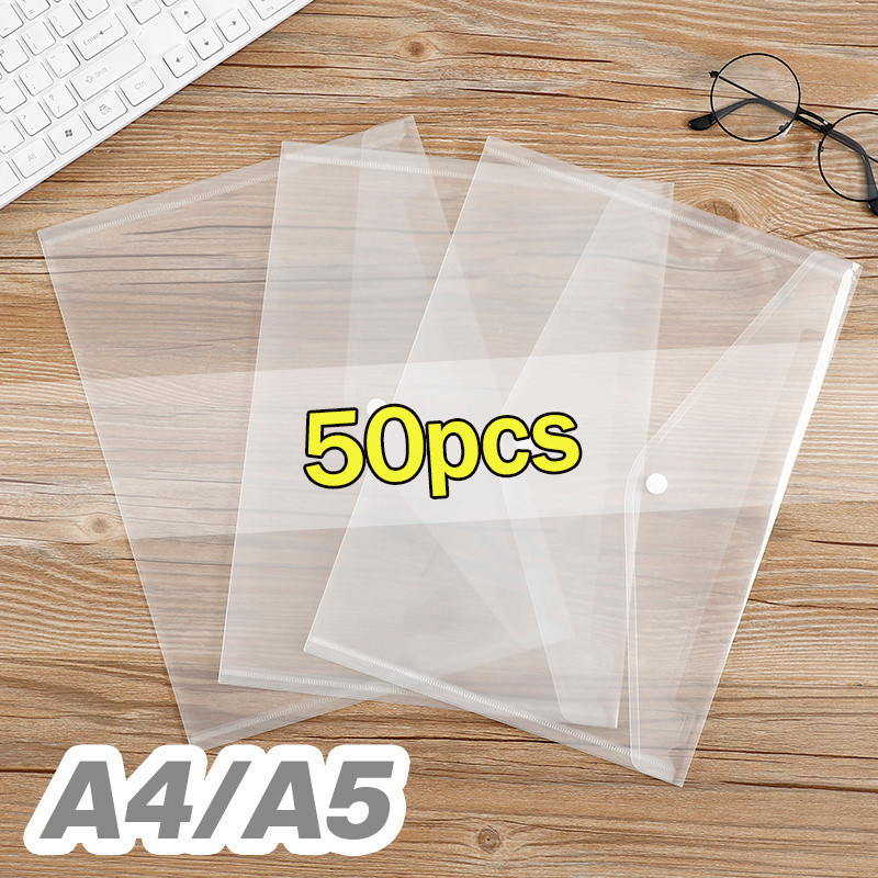PHGO A4/A5 File Case File Bag Transparent Clear Plastic Envelope File ...