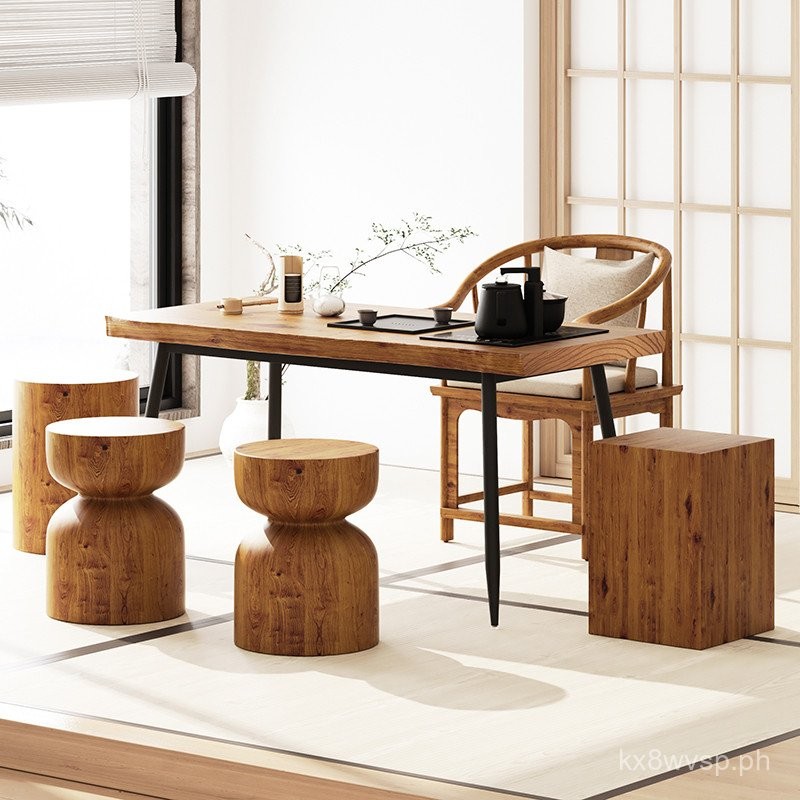 Antique Style Balcony Tea Table and Chair Set Solid Wood Kung Fu Tea ...