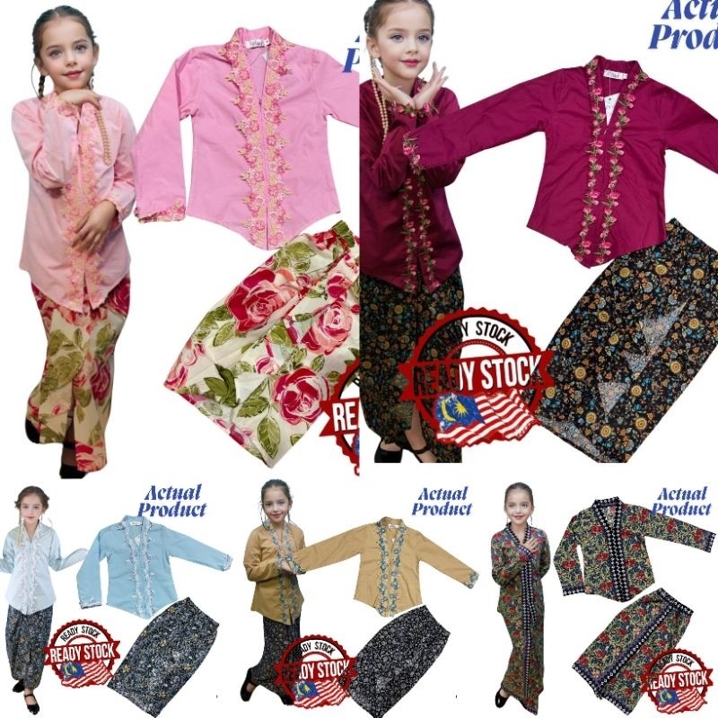Raya Clothes 2025 Children's Kebaya Clothes Years 2-12 Kids Traditional ...