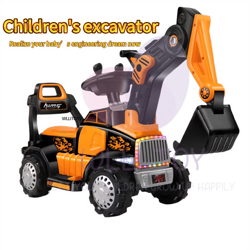 Warranty COD Large Escavator Ride On Car With Music Children Excavator ...