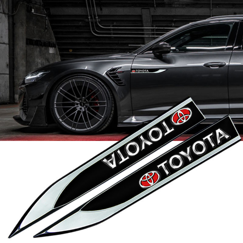 Toyota 2pcs 3D Car Door Side Stickers Metal Leaf Modified Blade Fender ...