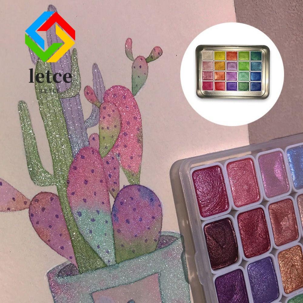 LETCE Pearlescent Glitter Watercolor Paints, 20/24/60Colors Flowers ...