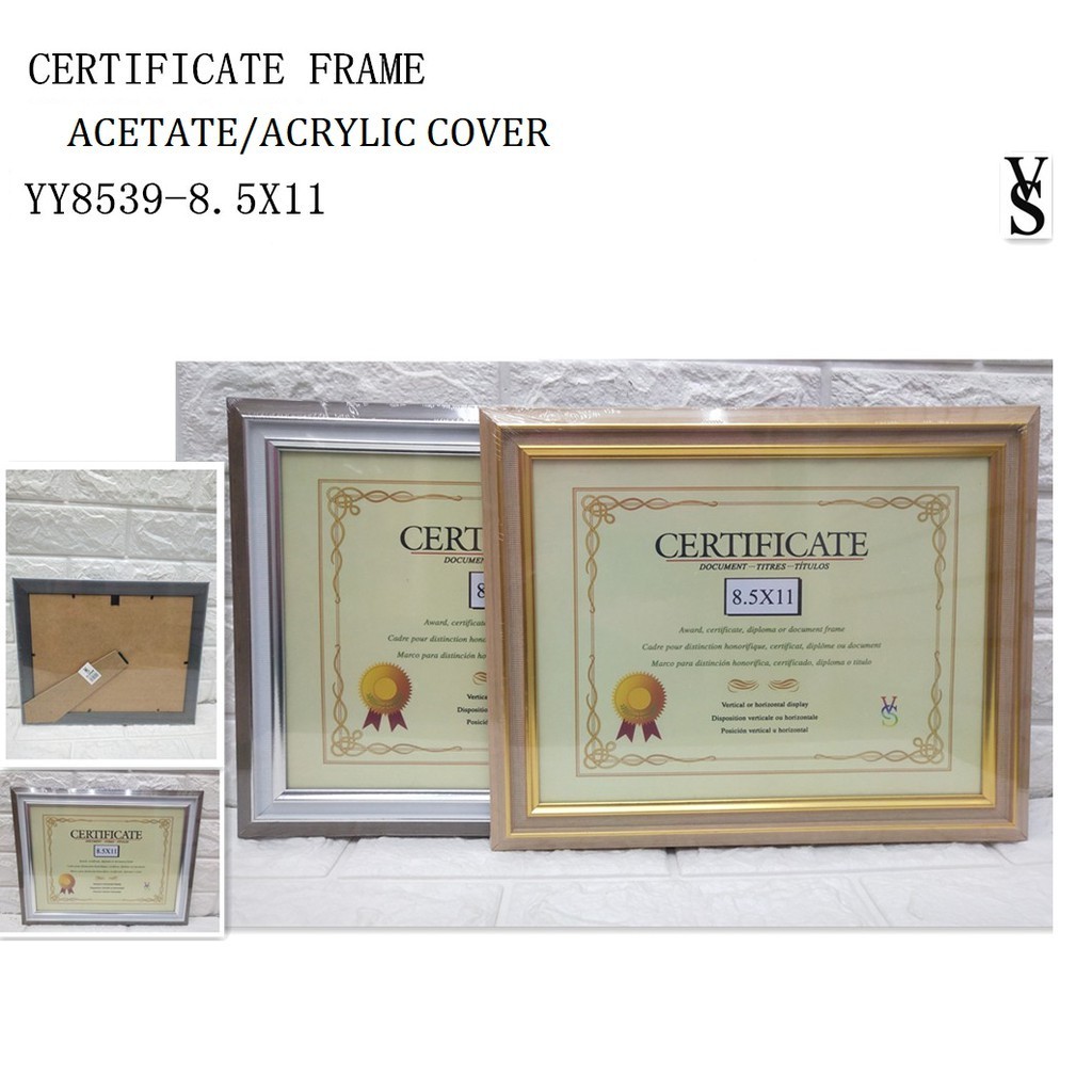 [VS] CERTIFICATE FRAME ACETATE PLEXIGLASS COVER 8.5X11 INCHES (YY8539 ...